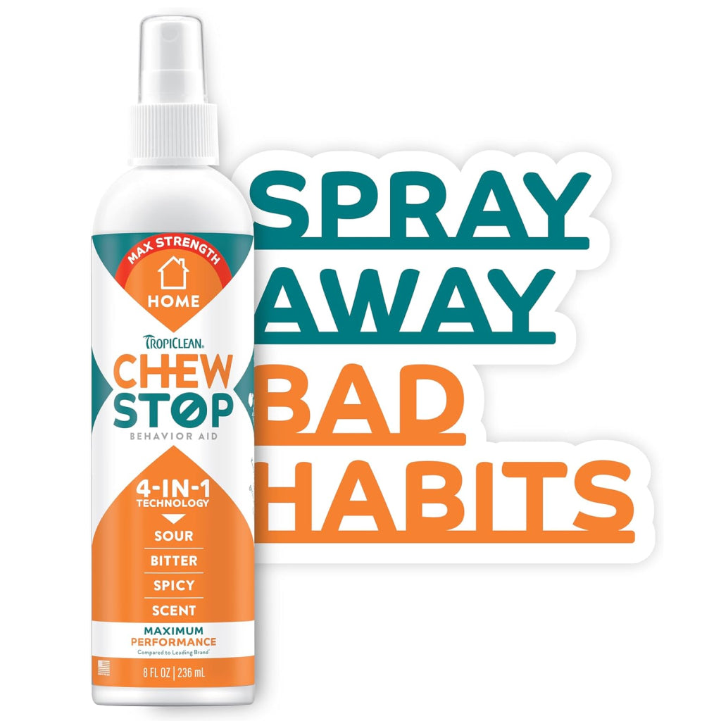 TropiClean Chew Stop Spray - Max Strength Behavior Aid 8oz