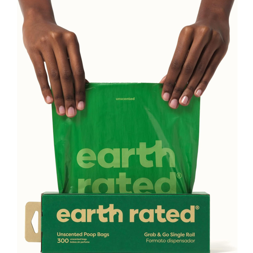 Earth Rated Dog Poop Bags Grab & Go Single Roll, Unscented (300 Bags)