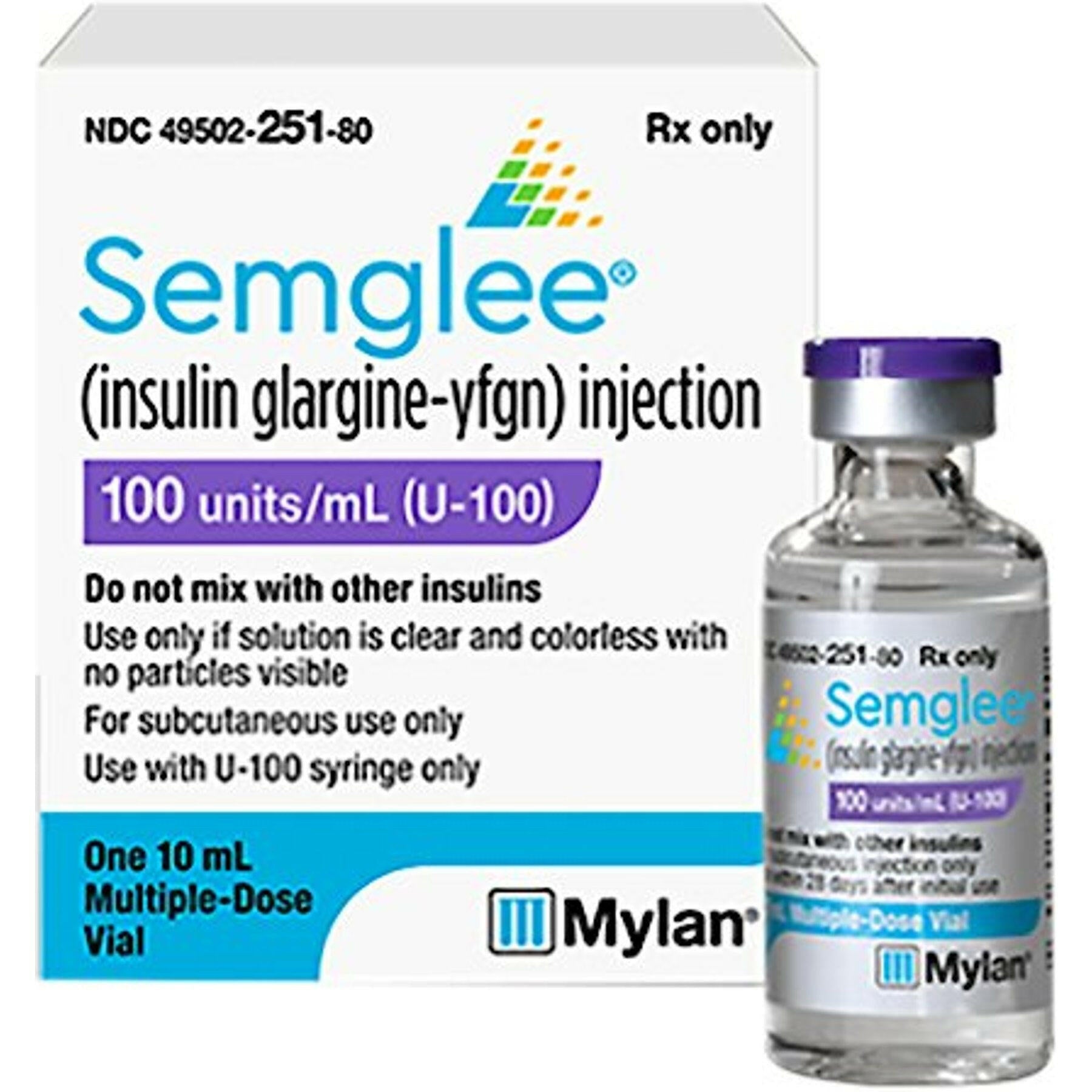 Semglee (insulin glargine-yfgn) U-100 Injectable, 10 mL Multi-Dose Via