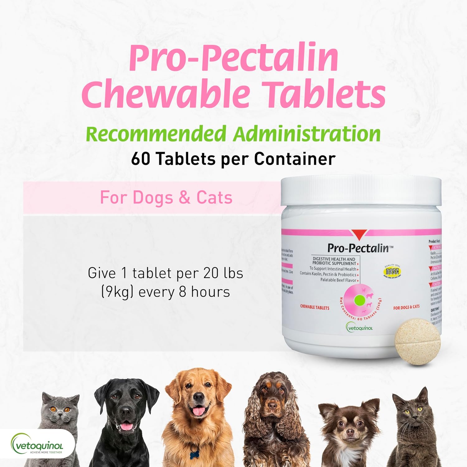 Pro-Pectalin Tablets - Anti Diarrhea Medicine for Dogs & Cats