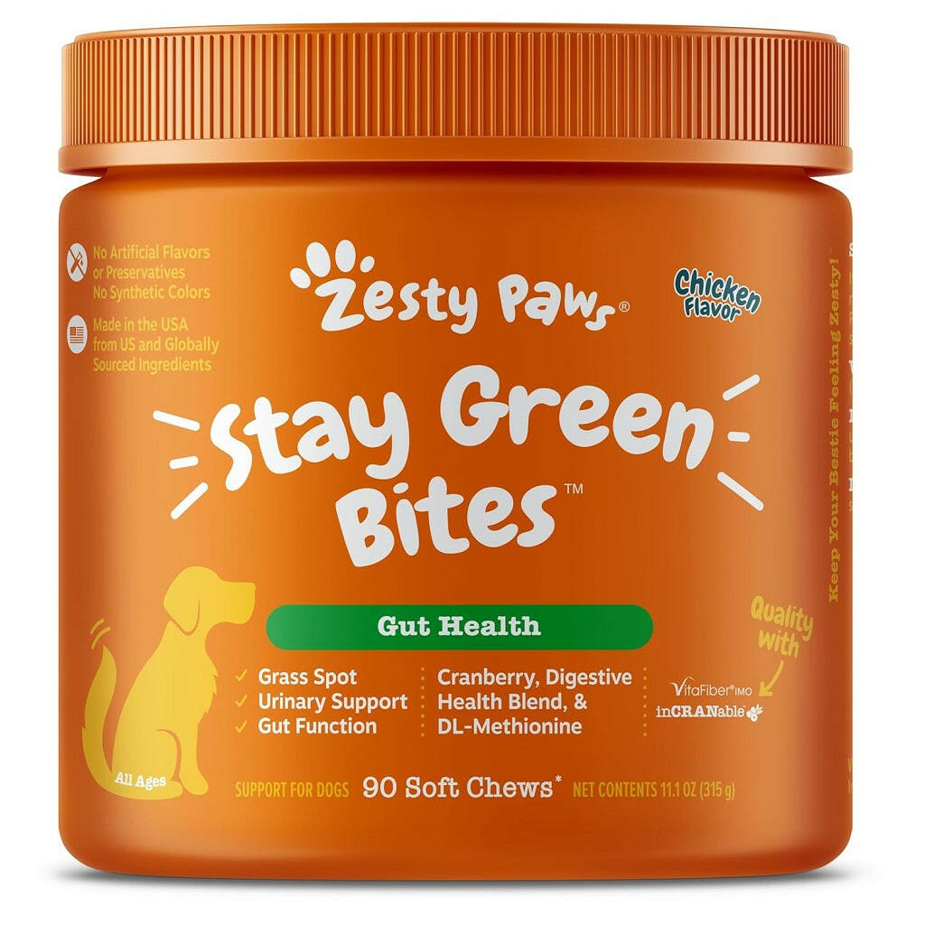 Zesty Paws Stay Green Bites Chicken Flavored Gut Health Chews for Dogs