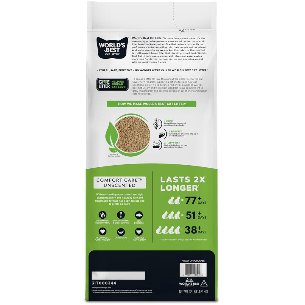 World’s Best Cat Litter Comfort Care – Unscented & Gentle for Sensitive ...