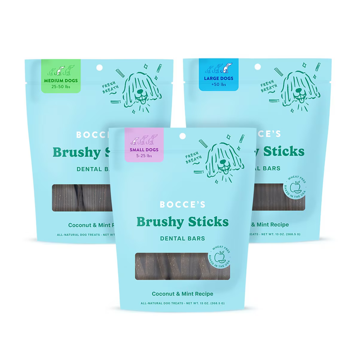 Bocce's Bakery Brushy Sticks Dental Bars for Medium Dogs (13 oz)