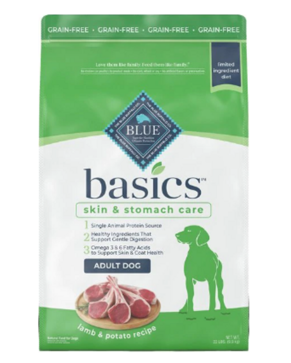 Blue Buffalo Basics Adult Skin & Stomach Care Grain-Free Lamb & Potato