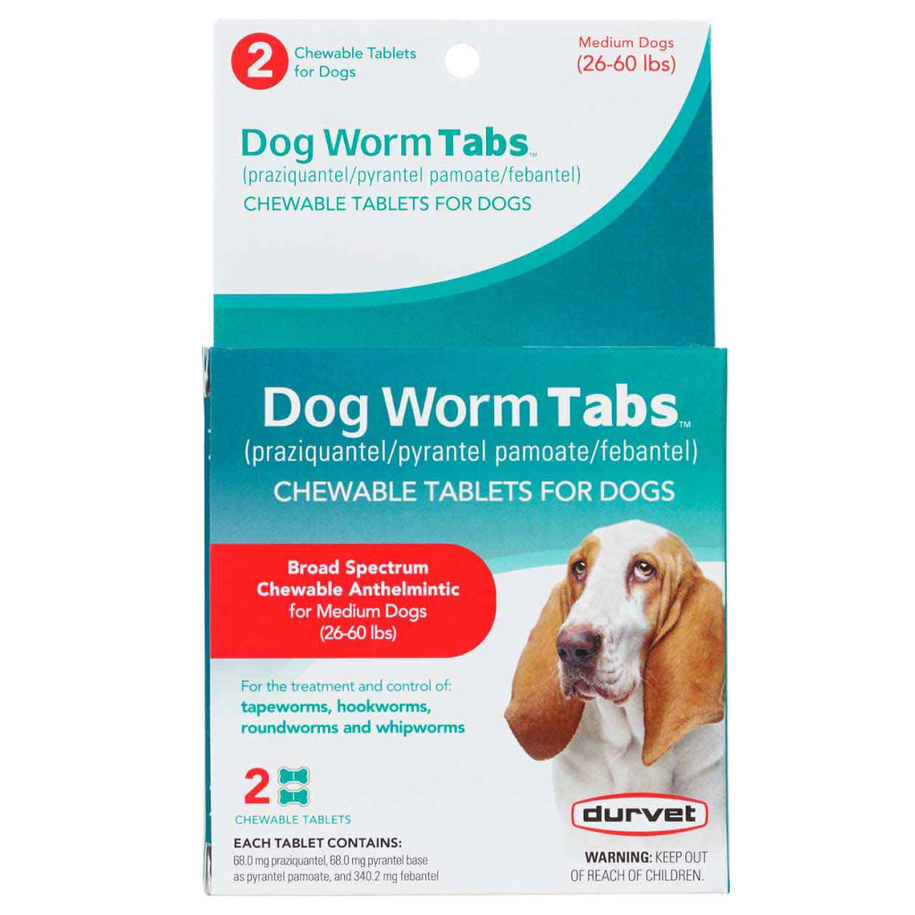 Buy Durvet Dog Worm Chewable Tabs 26-60 Lbs 2 Ct