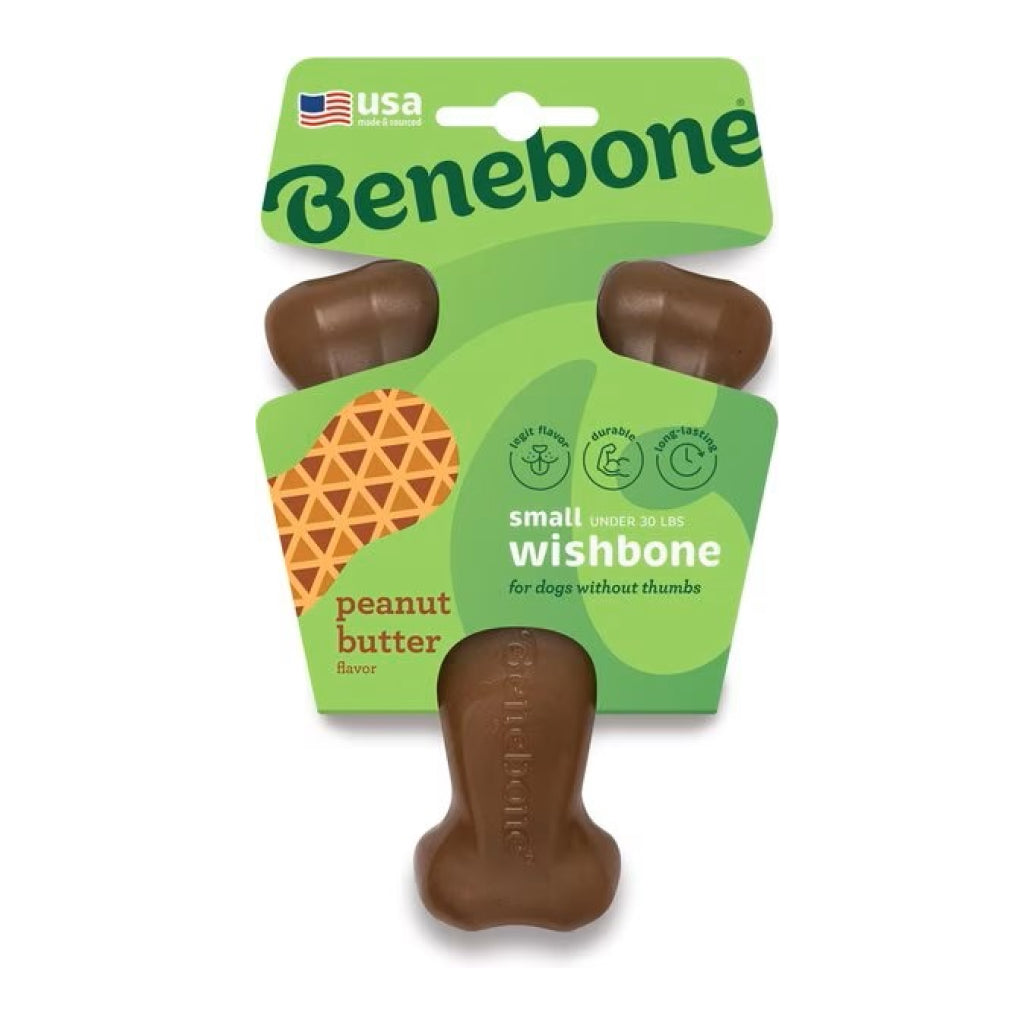 Benebone Peanut Butter Wishbone Chew Toy for Dogs - Durable & Safe