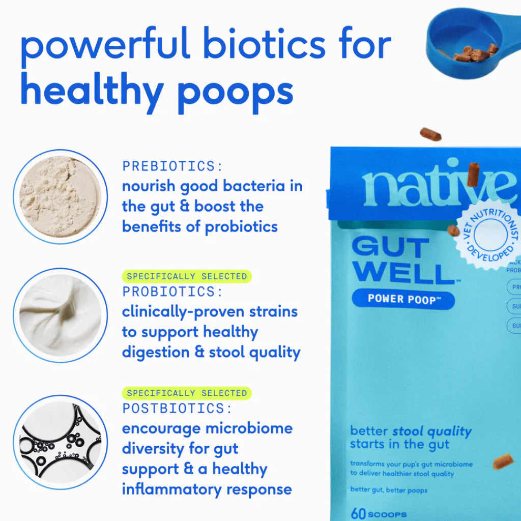 Native Pet Gutwell Power Poop, Digestion Support Supplement for Dogs