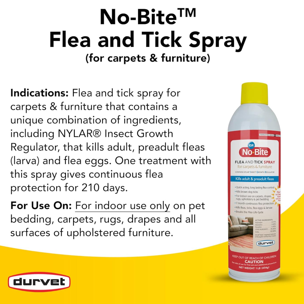 Durvet No-Bite IGR Flea & Tick Spray for Carpets & Furniture (16 oz)