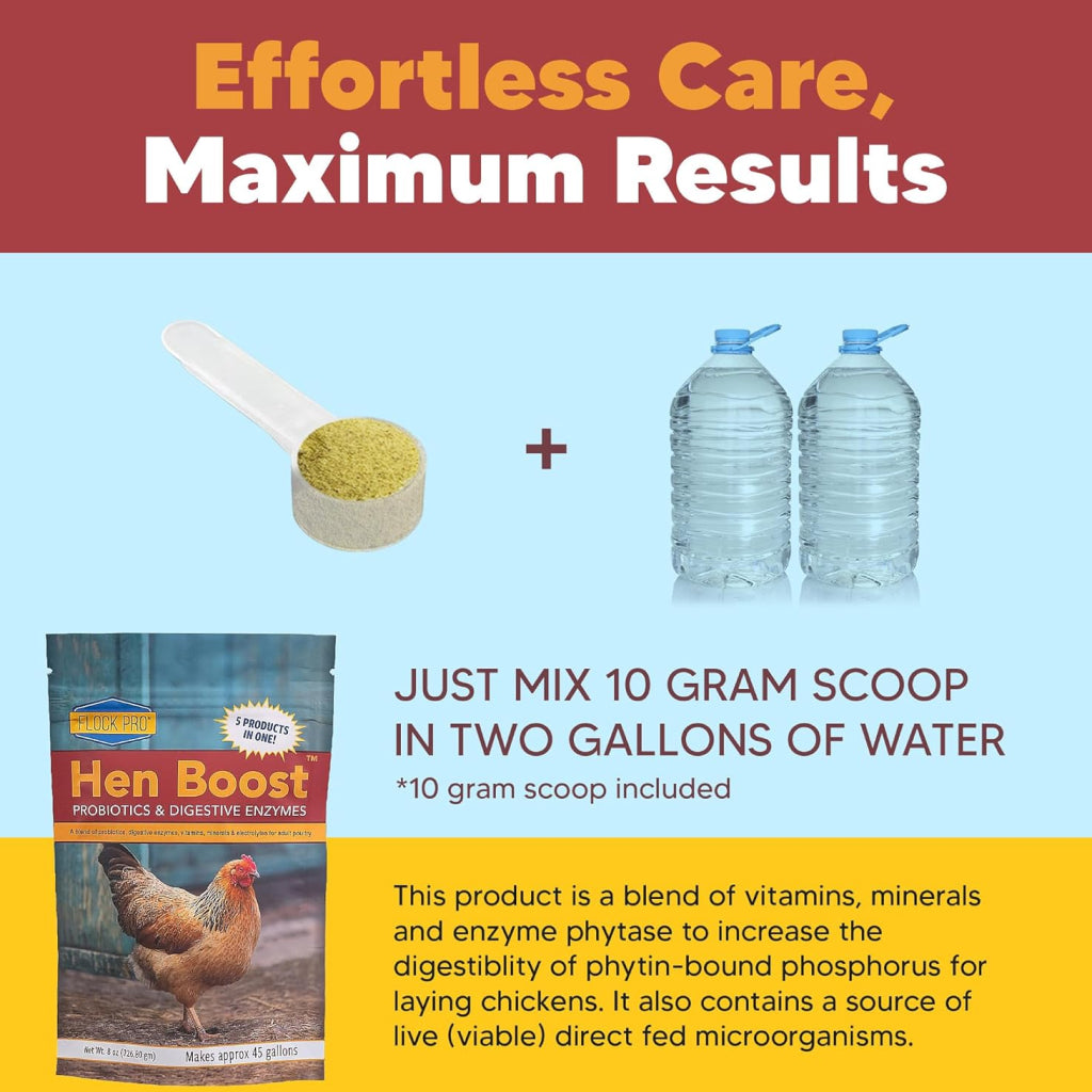 Flock Pro Hen Boost: Probiotics & Digestive Enzymes for Poultry