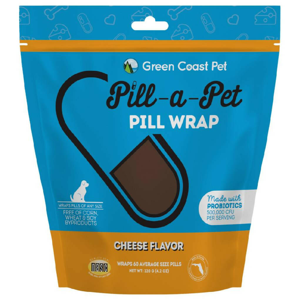 Green Coast Pet Pill-A-Pet Cheese Flavor Pill Wrap with Probiotics for