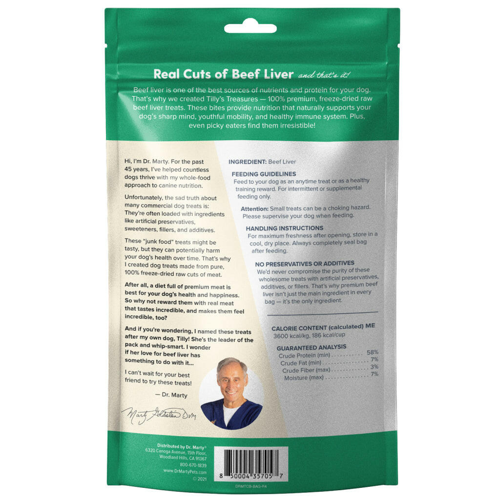 Dr. Marty Tilly’s Treasures Freeze Dried Beef Liver Dog