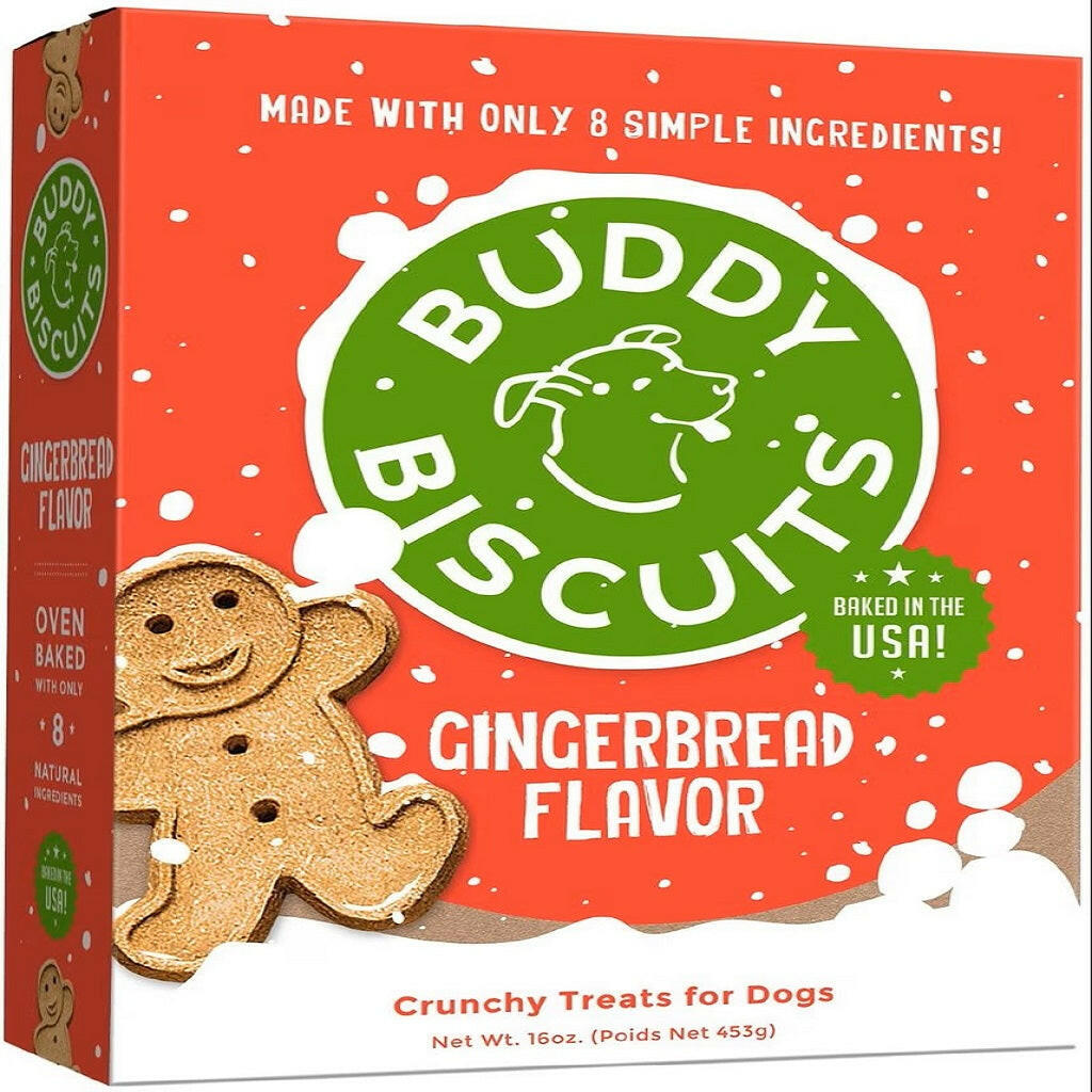 Buddy Biscuits Oven Baked Crunchy Holiday Gingerbread Dog Treats (16 o