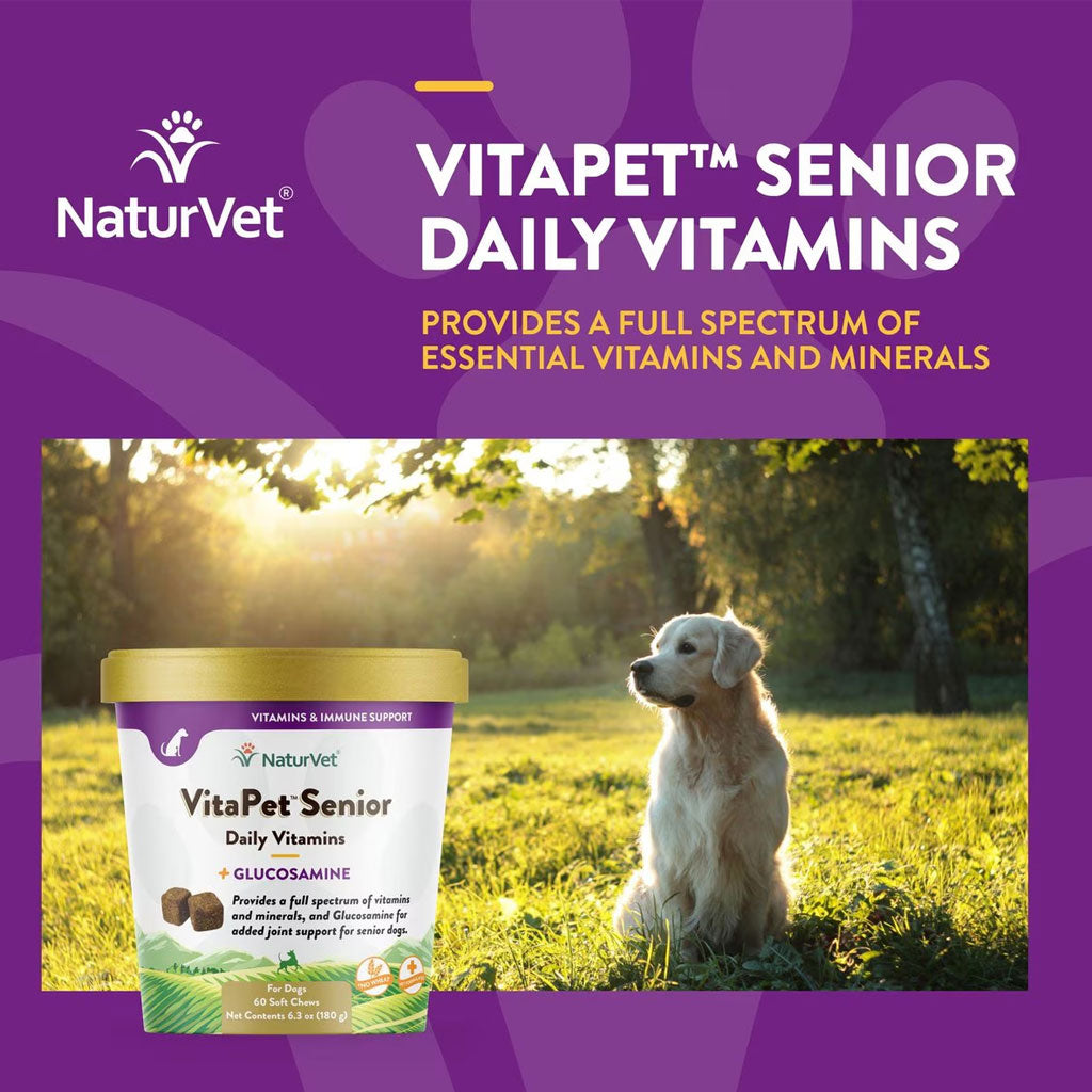 NaturVet VitaPet Senior Glucosamine Dog Multivitamin Supplement