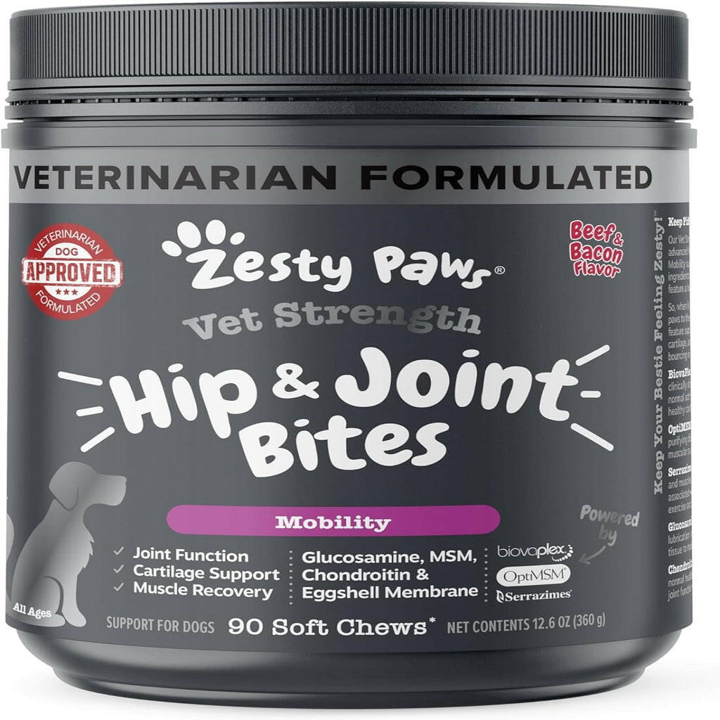 Zesty Paws Vet Strength Hip & Joint Mobility Bites Beef & Bacon Flavor