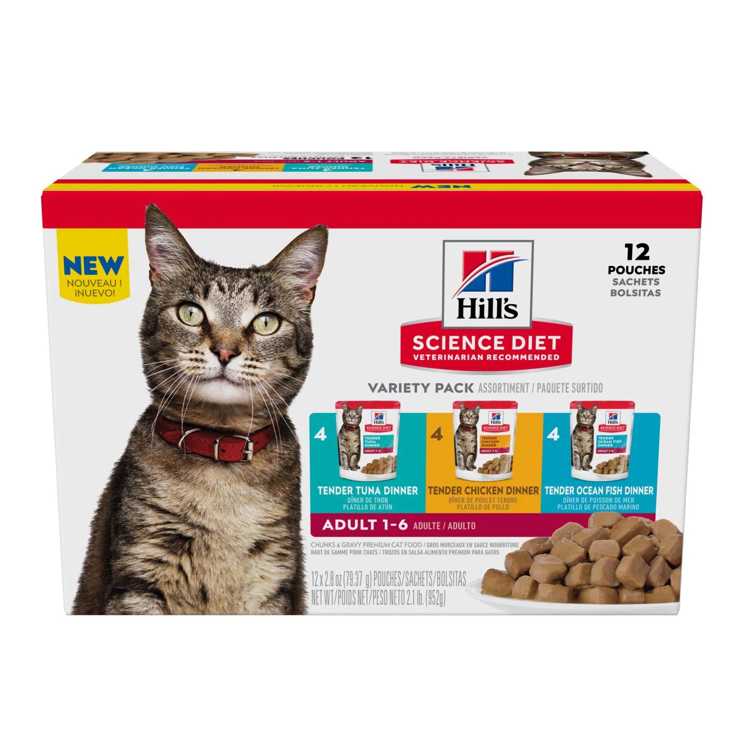 Hill's Science Diet Adult Wet Cat Food Pouch Variety Pack, Chicken, Tu